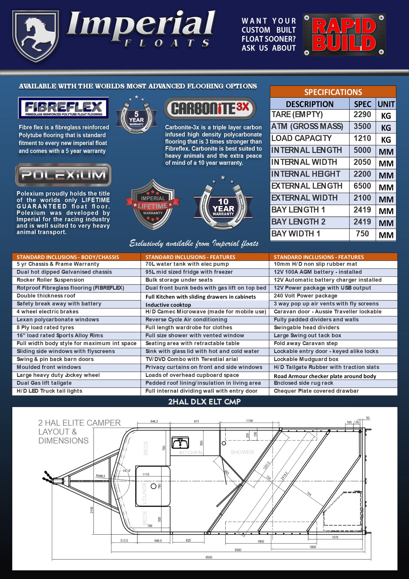 2HAL DELUXE ELITE CAMPER - Imperial Horse Floats
